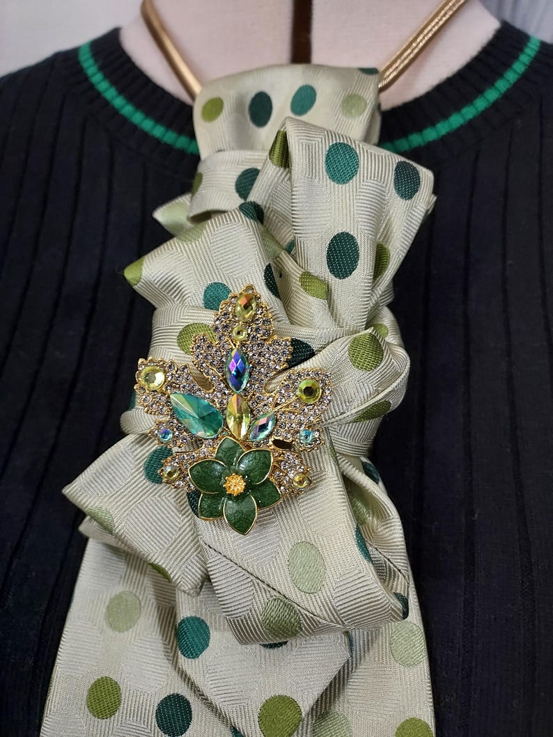 Upcycled Necktie Necklace With Handmade Brooch | Chic Upcycled ...