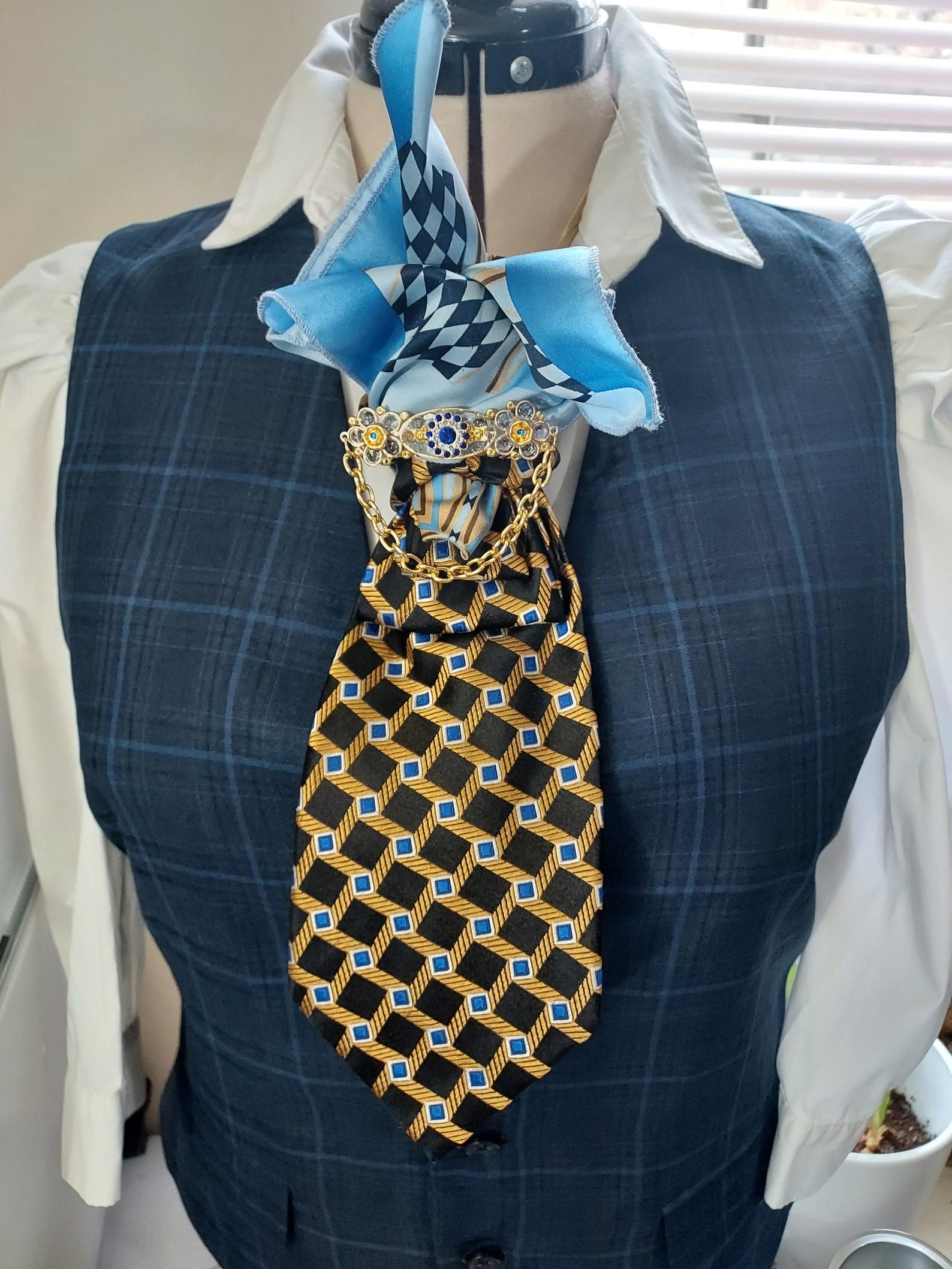 Upcycled Necktie Necklace With Handmade Brooch | Chic Upcycled ...