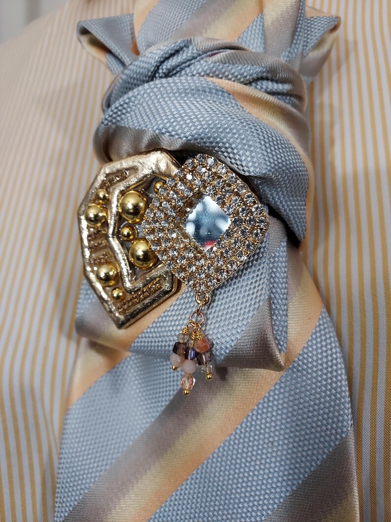 Upcycled Necktie Necklace With Handmade Brooch | Chic Upcycled ...