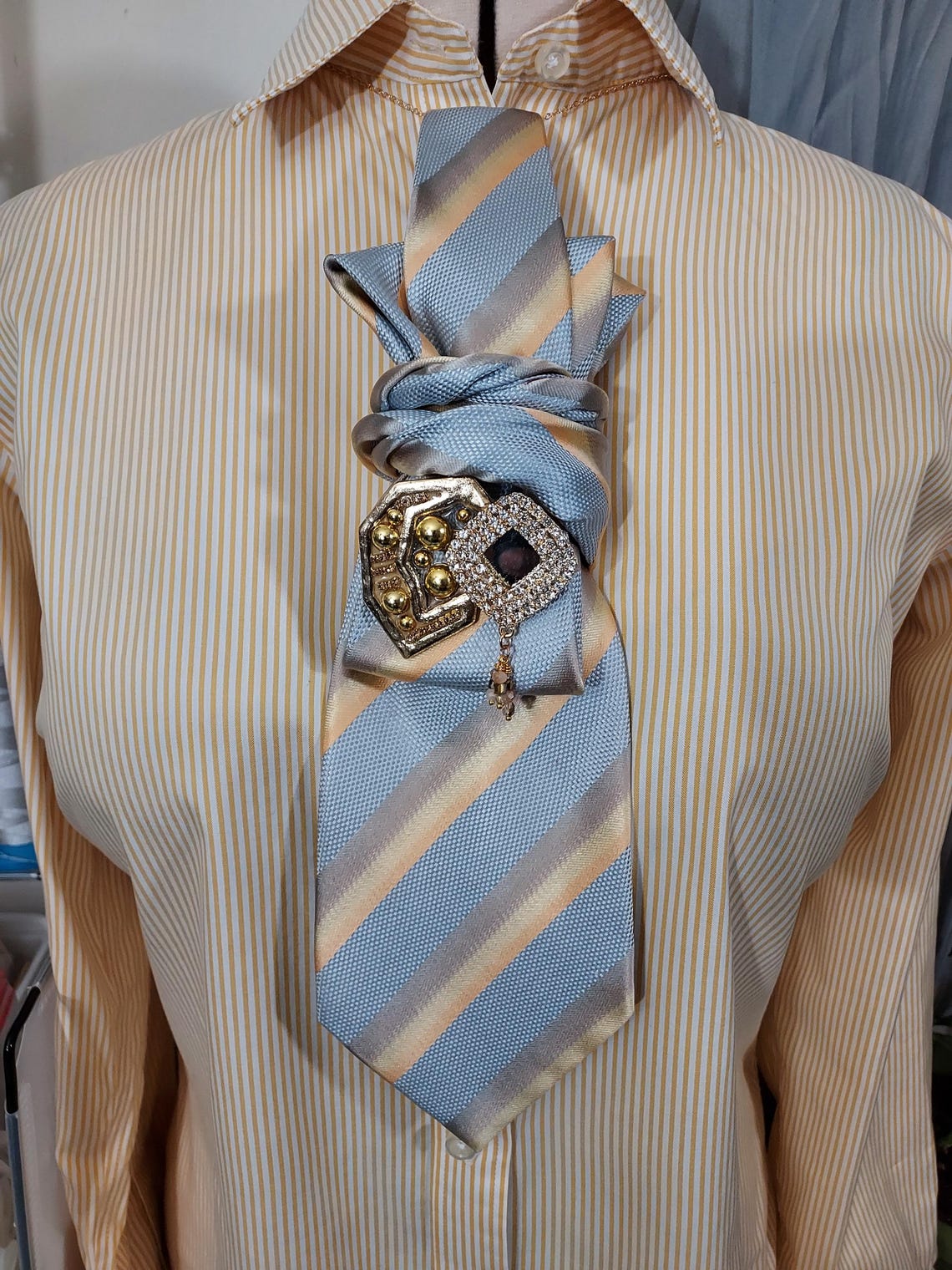 Upcycled Necktie Necklace With Handmade Brooch | Chic Upcycled ...