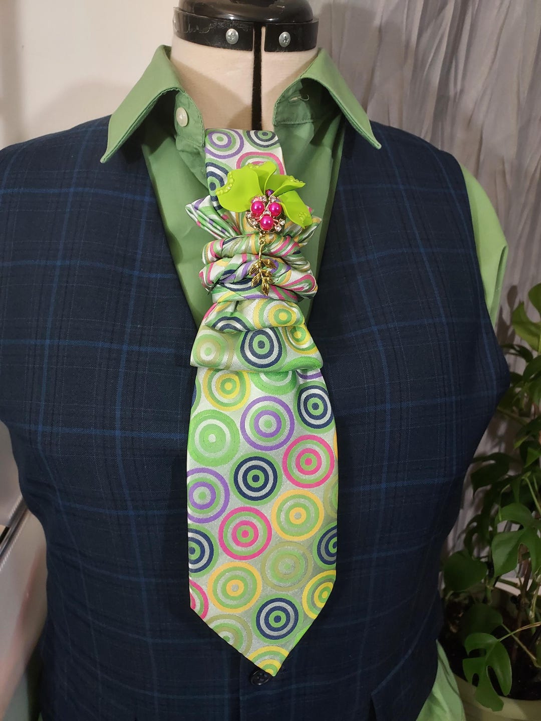 Upcycled Necktie Necklace With Handmade Brooch | Chic Upcycled ...