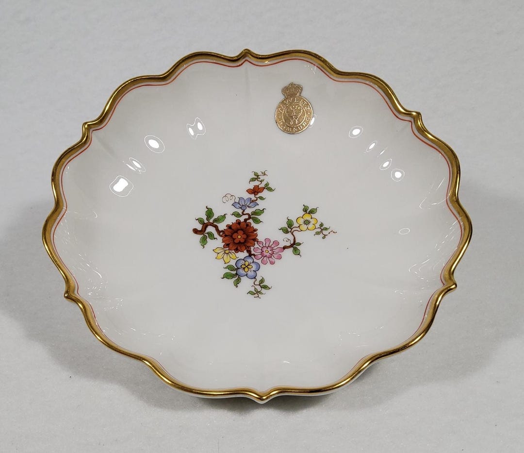 Vintage, W. Weitz Porcelain Dish, Edged With Gold Guilding With Fine ...