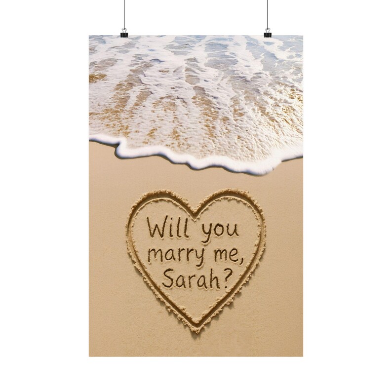 Marry Me Sign, Romantic Engagement Poster, Will You Marry Me Art, Beach ...