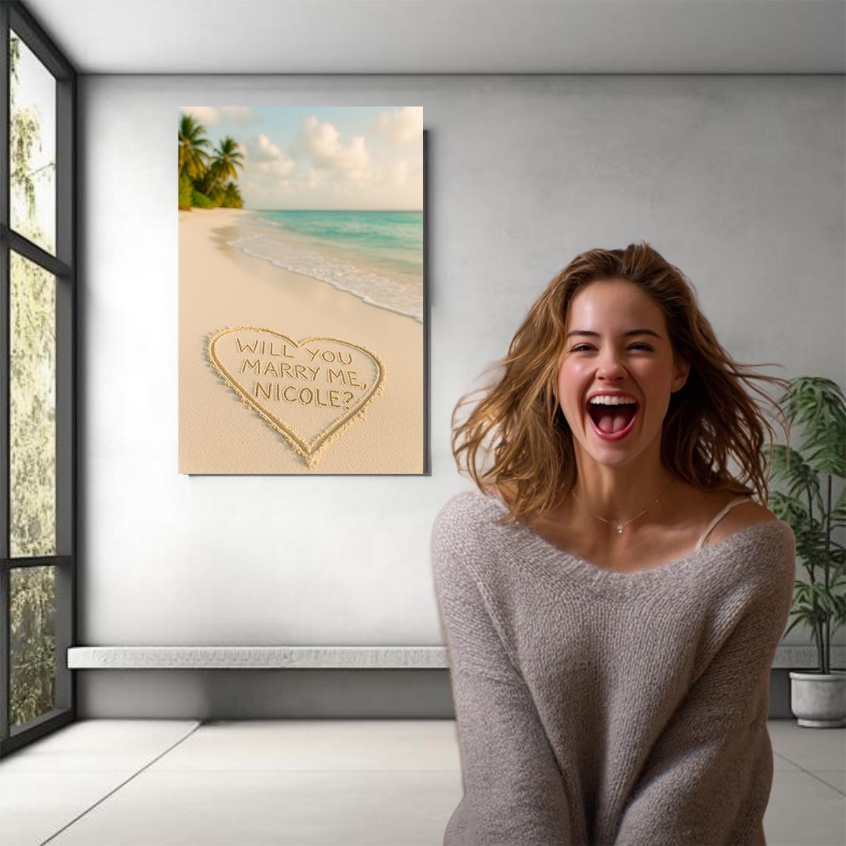 Marry Me Sign, Romantic Engagement Poster, Will You Marry Me Art, Beach ...