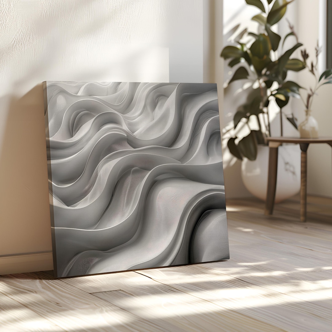 Canvas Print, Modern White Wave Wall Art, Abstract Textured Artwork ...