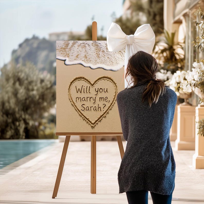 Marry Me Sign, Romantic Engagement Poster, Will You Marry Me Art, Beach ...