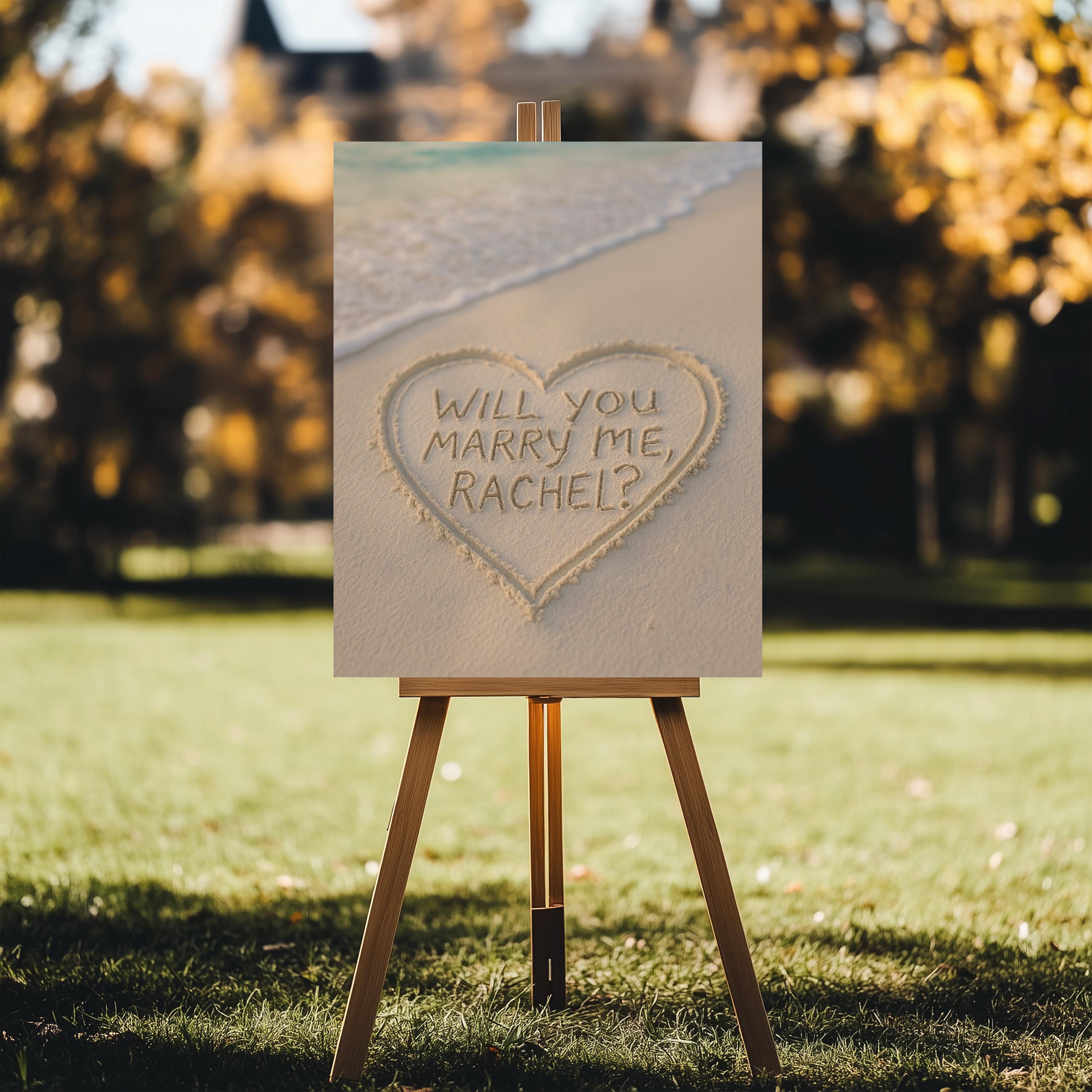 Marry Me Sign, Romantic Engagement Poster, Will You Marry Me Art, Beach ...