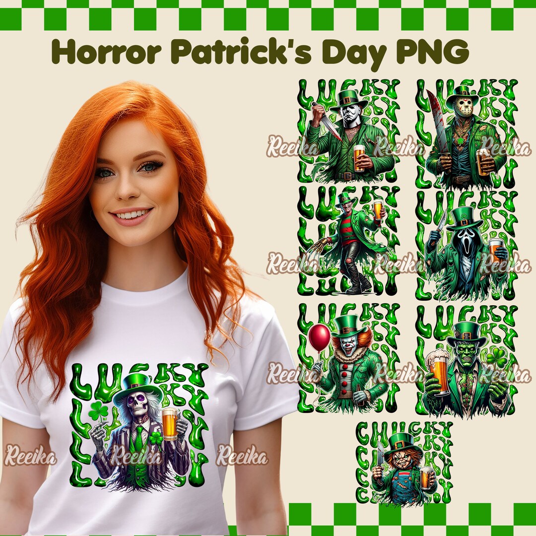 3D Inflated St Patrick's Day PNG Bundle, Lucky Horror PNG, Horror St ...