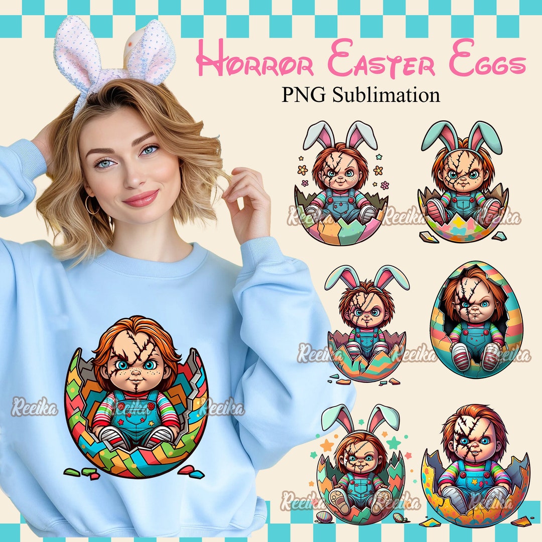 Chibi Horror Easter PNG Bundle, Easter Eggs Hunt PNG, Easter Bunny ...