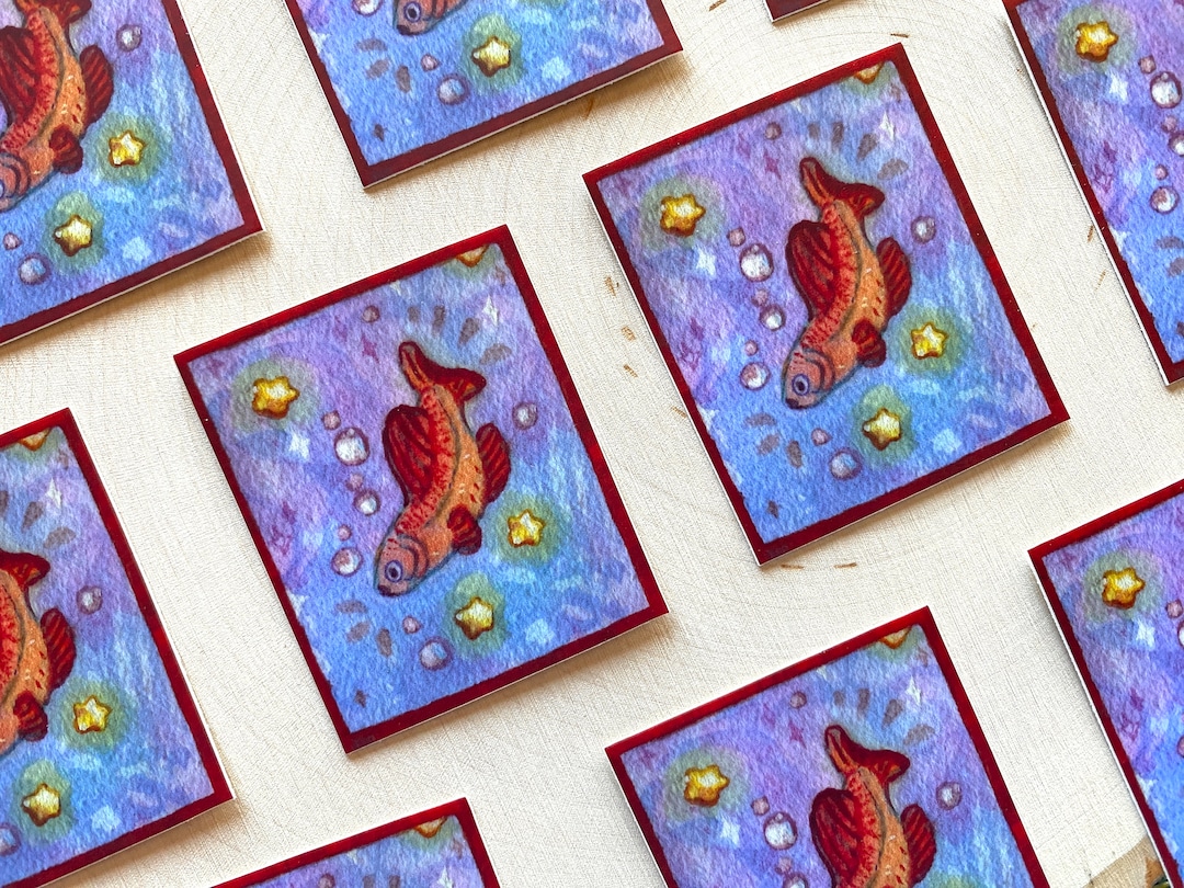 Tina the Tiny Fish Rectangle Die-cut Sticker | Cute Fish Sticker - Etsy