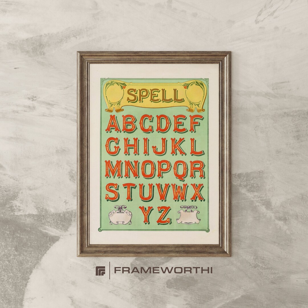 Vintage French Hand-lettered Alphabet Poster Print Modern Maximalist ...