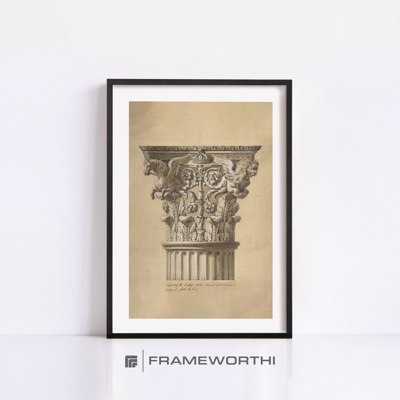 Ancient Rome Architectural Wall Art | Muted Neutral Pen and Ink Drawing ...