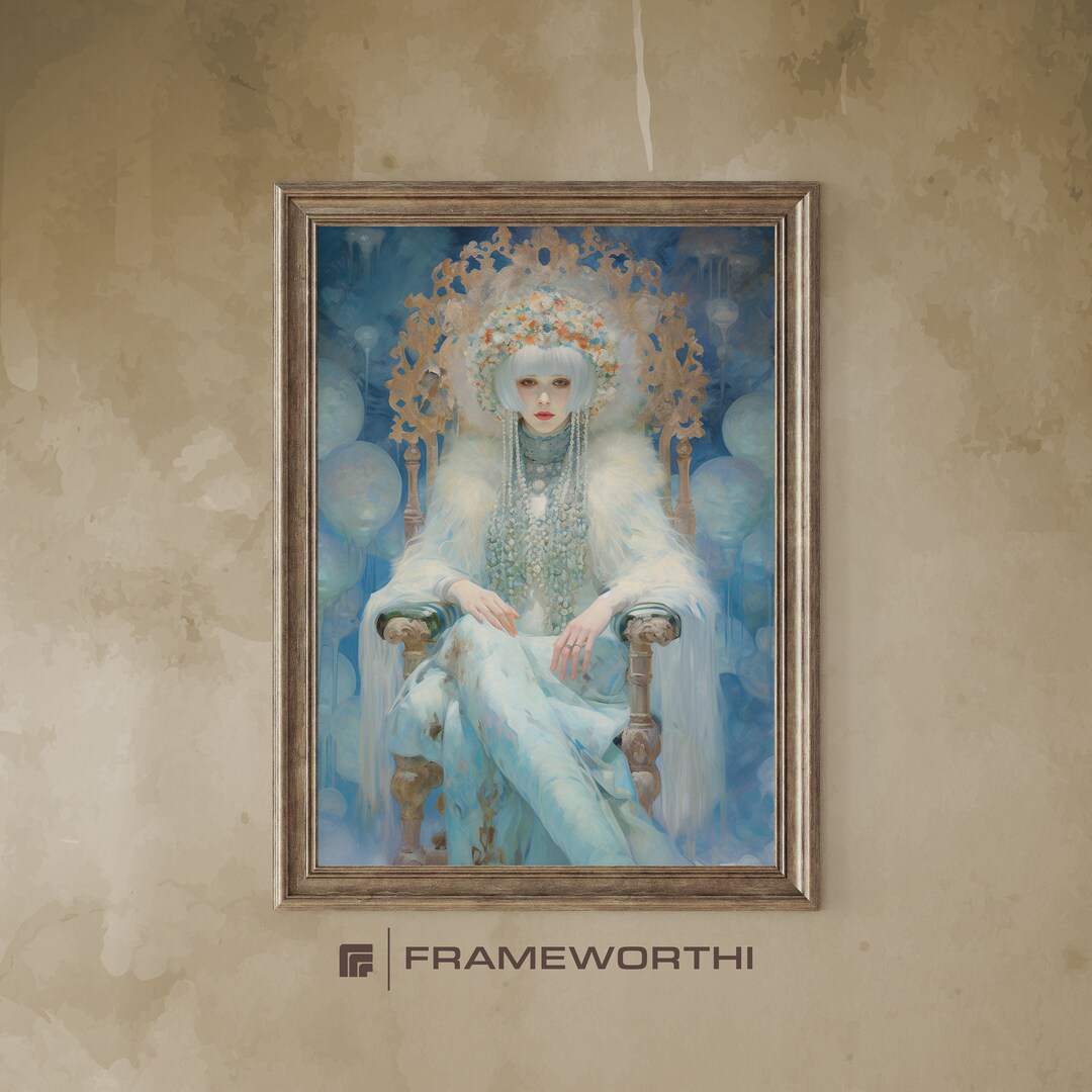 Winter Art Deco Lady Snow Queen Portrait | Moody Merry Christmas Mantel ...