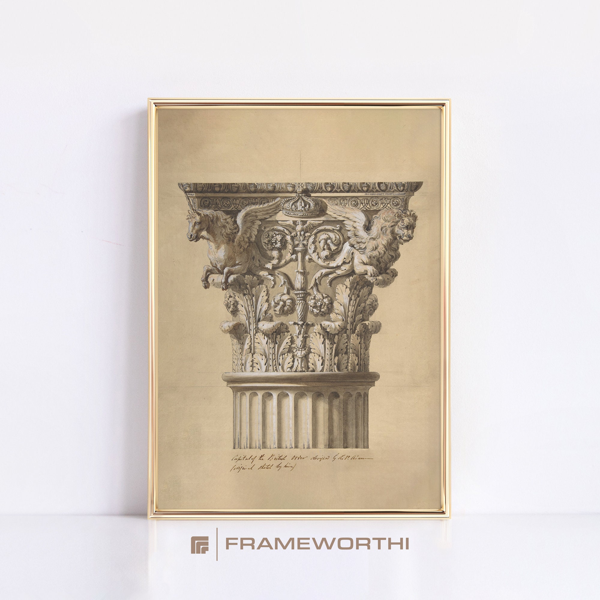 Ancient Rome Architectural Wall Art | Muted Neutral Pen and Ink Drawing ...