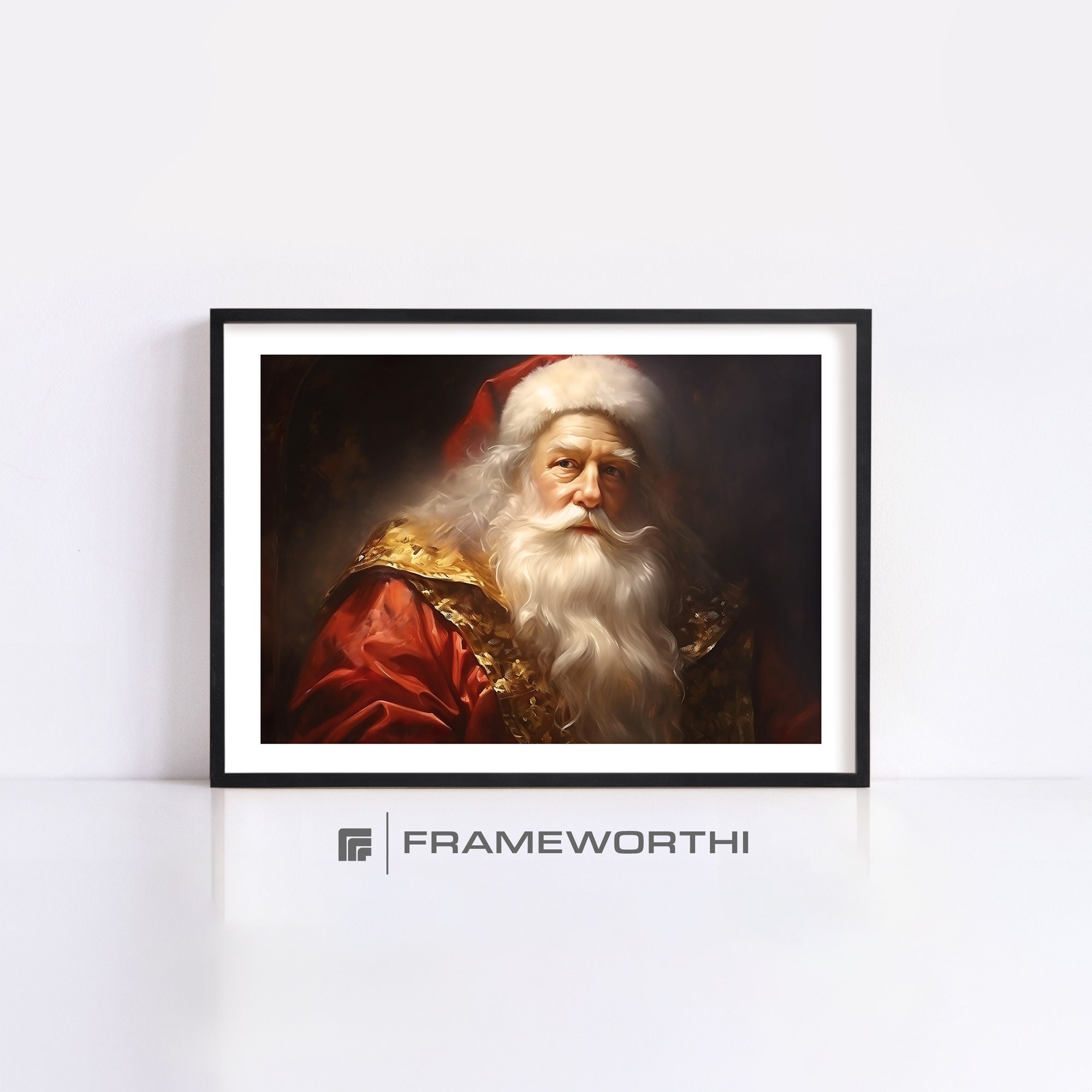 Santa Claus Father Christmas Printable Landscape Portrait Painting ...
