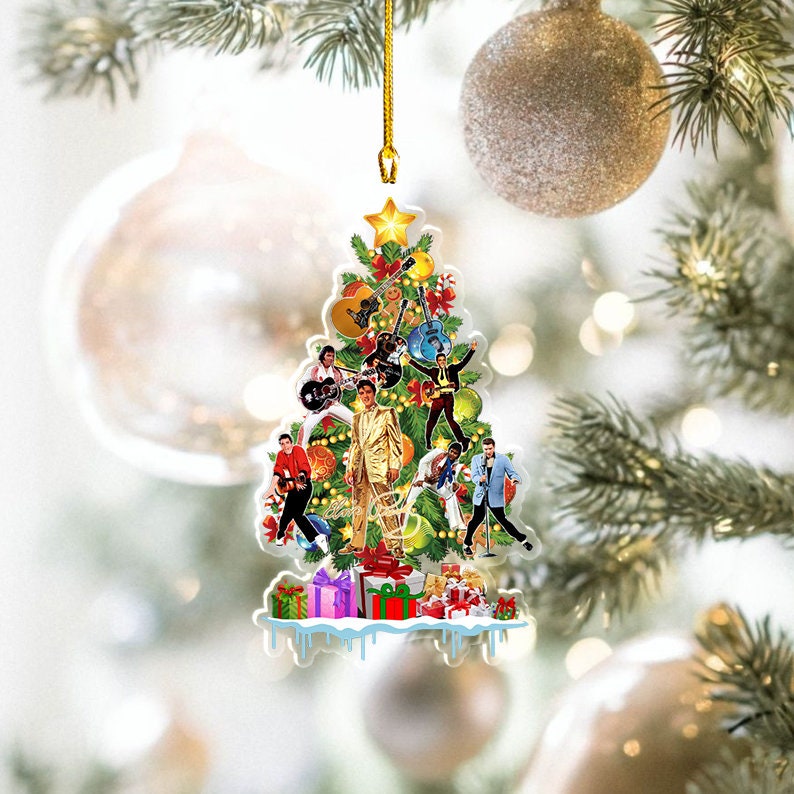 Elvis Presley Christmas Tree Ornament, Glitter Rhinestone Christmas ...