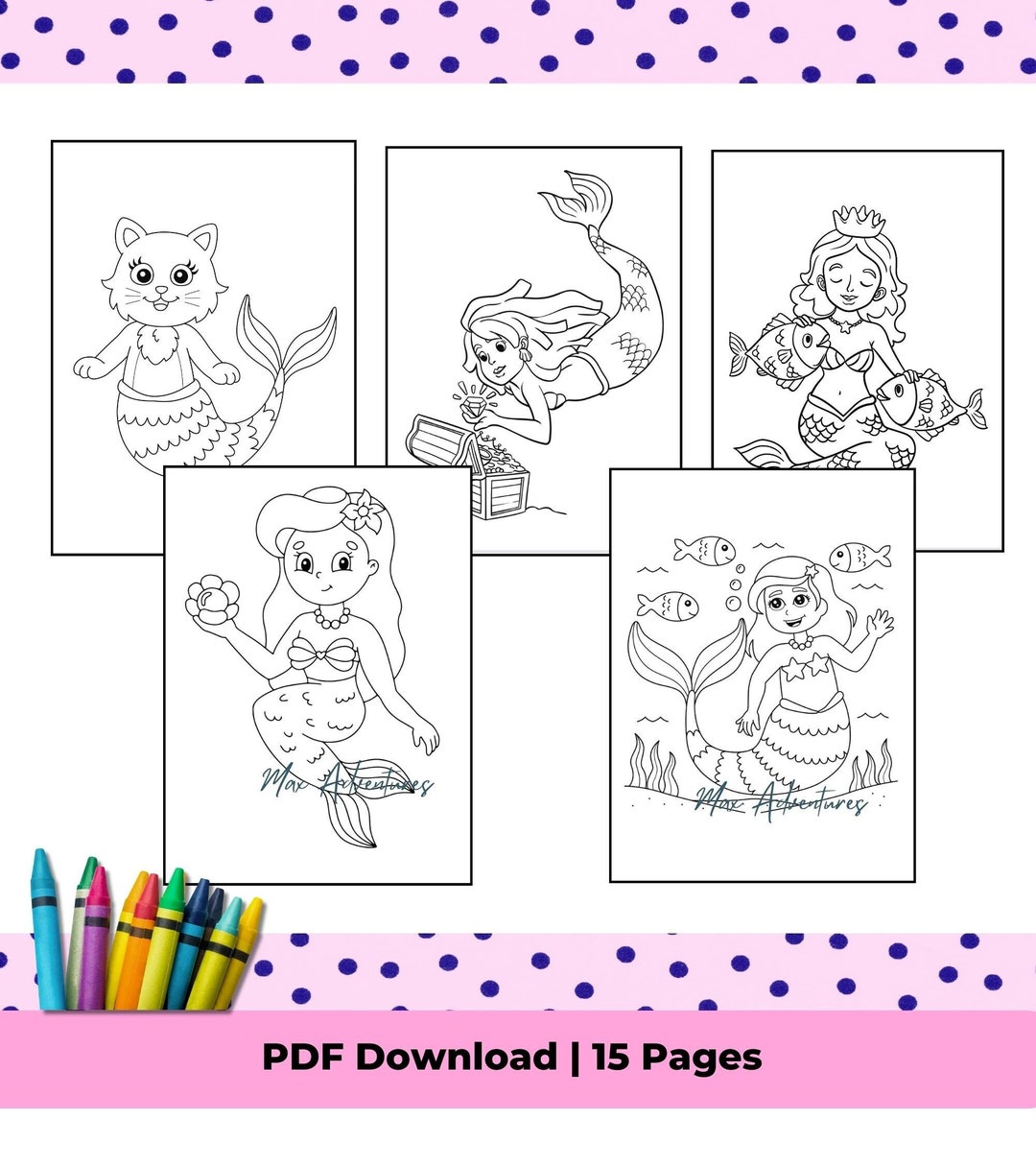 Coloring Pages for Kids: Mermaid Printable, Mermaid Activities ...