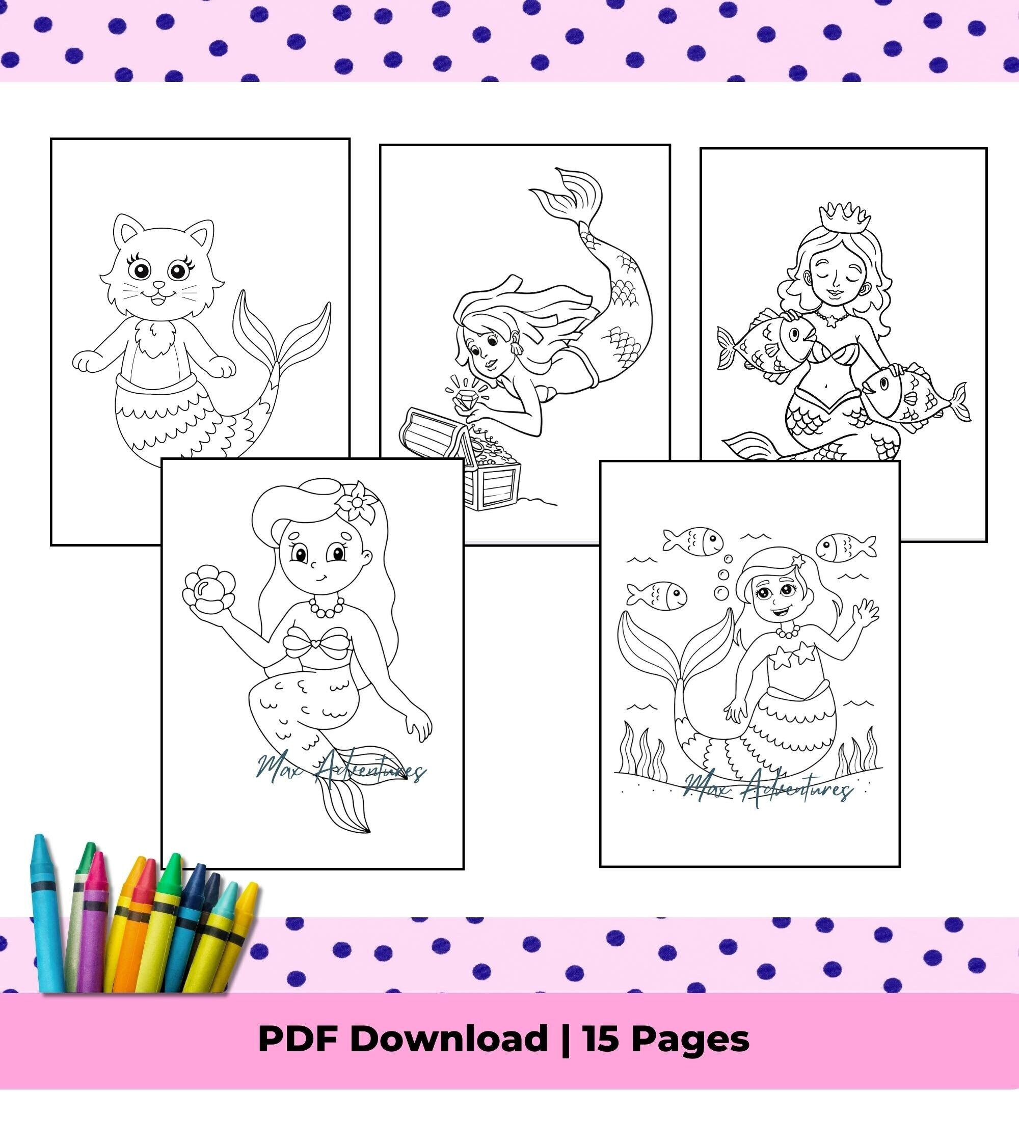 Coloring Pages for Kids: Mermaid Printable, Mermaid Activities ...