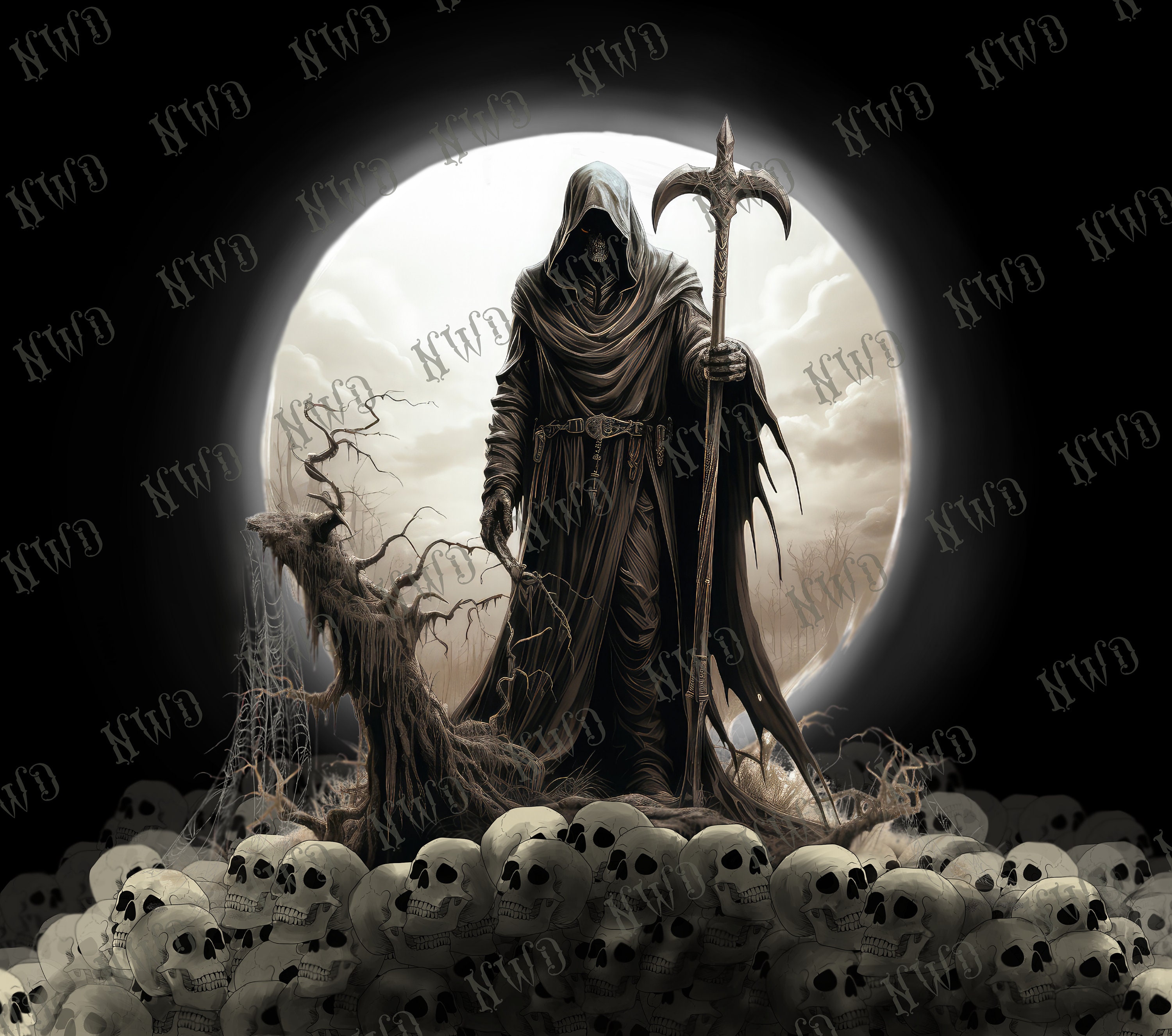 20oz Sublimation Grim Reaper on Skulls Tumbler Wrap - Etsy