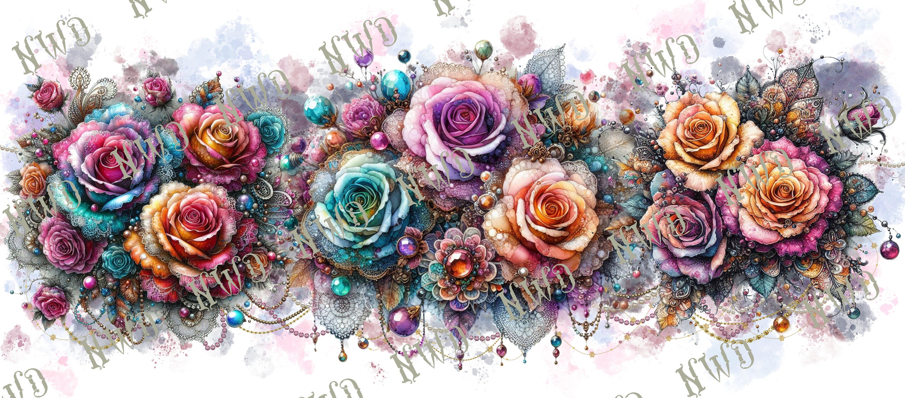 40 Oz Sublimation Colorful Lace Rose Tumbler Wrap - Etsy