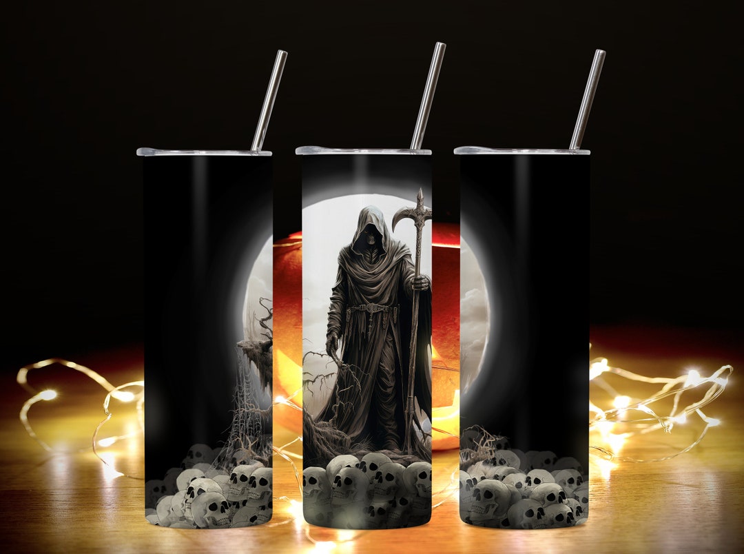 20oz Sublimation Grim Reaper on Skulls Tumbler Wrap - Etsy