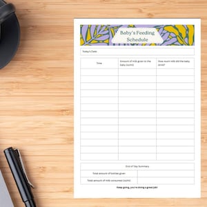 Baby's Feeding Schedule Printable Organizer - Etsy