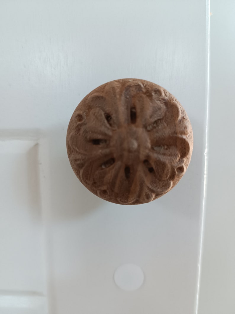 Carved Wooden Knob Handles, Oak Wooden Knobs, Round Handles, Cabinet Knobs, Beech Knobs, Vintage ...