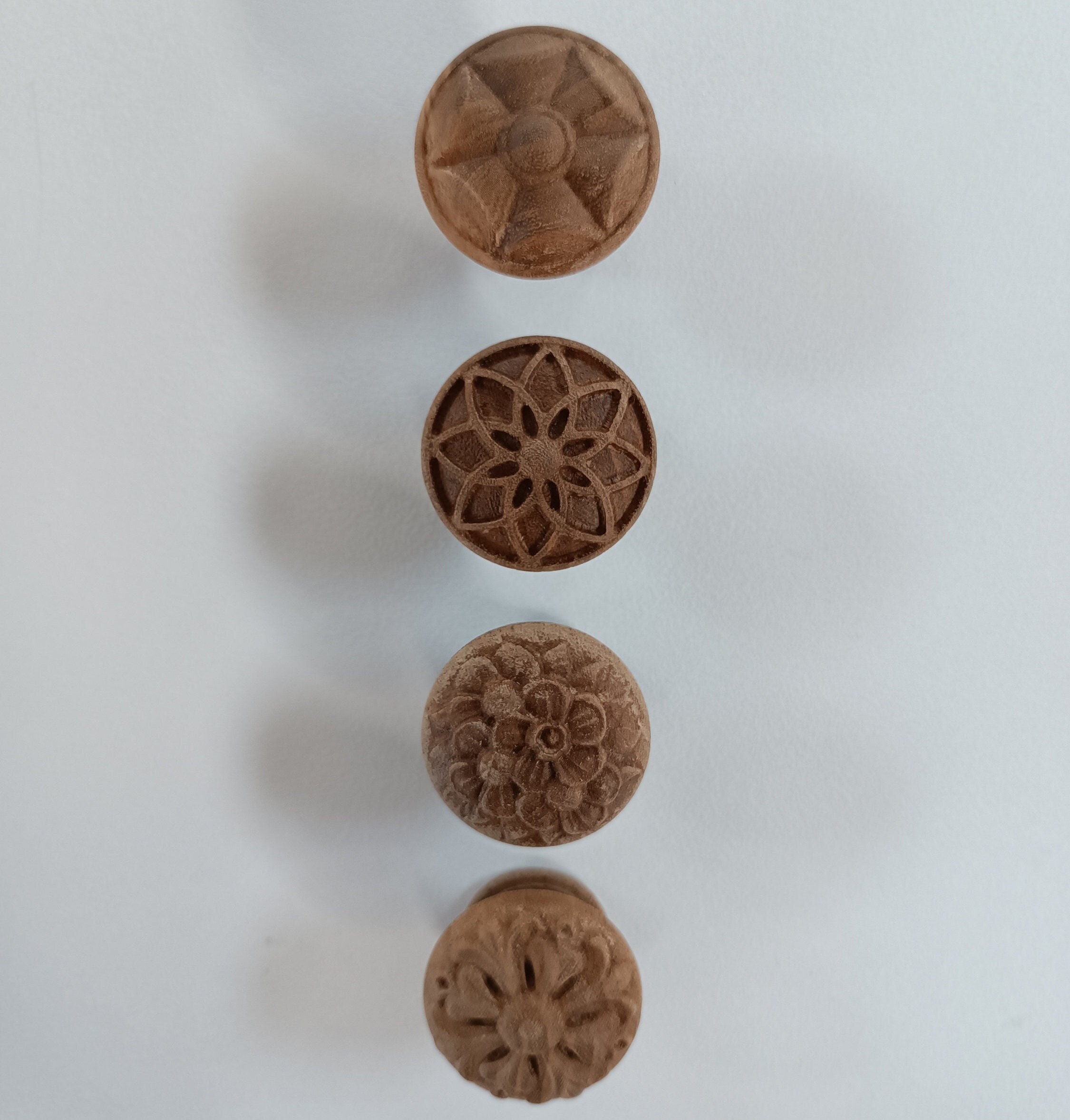 Carved Wooden Knob Handles, Oak Wooden Knobs, Round Handles, Cabinet Knobs, Beech Knobs, Vintage ...