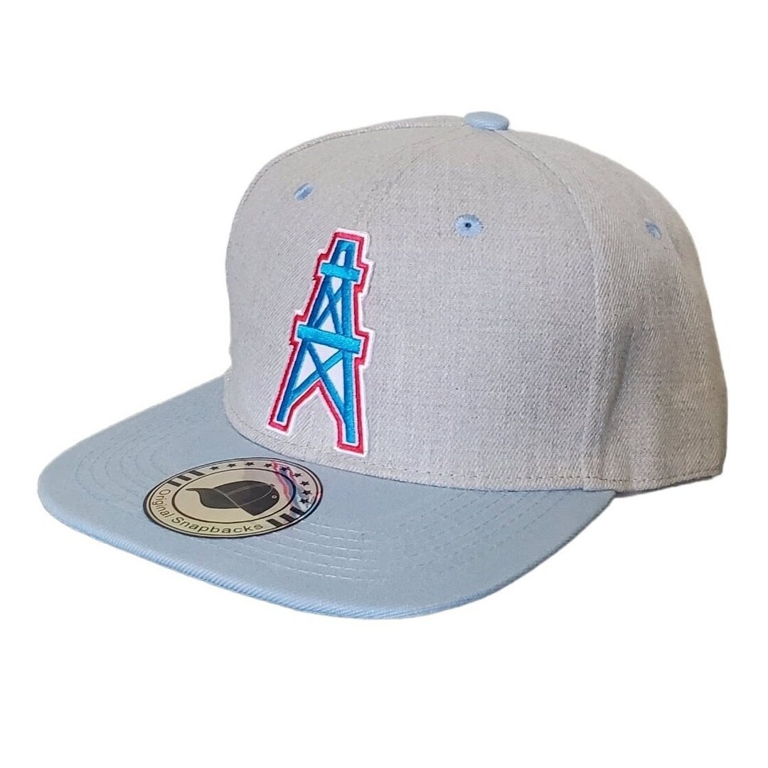 Houston Oilers Vintage Gray & Baby Blue Throwback Logo Hat Cap Snapback ...