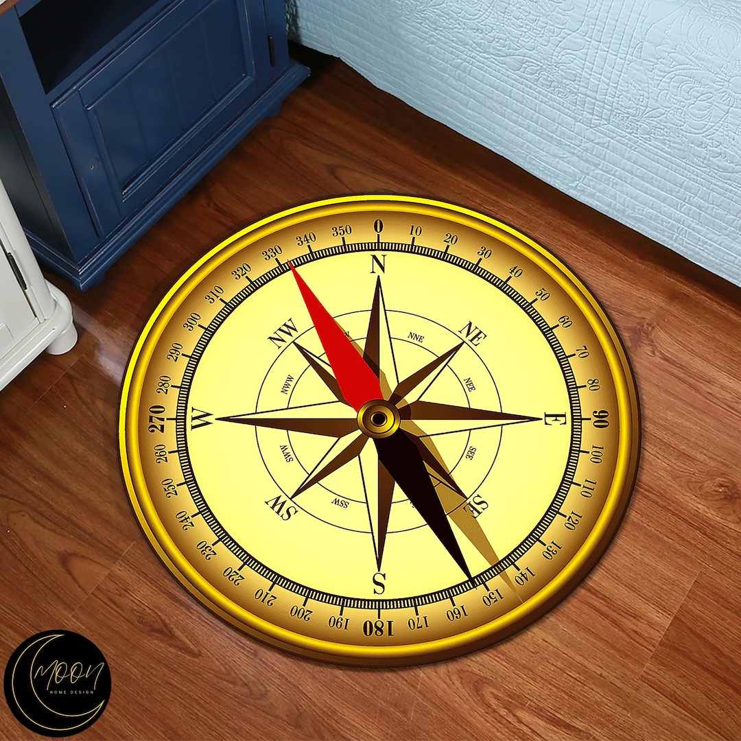 Compass Rose Round Rug: Medallion Design Area Rug - Etsy