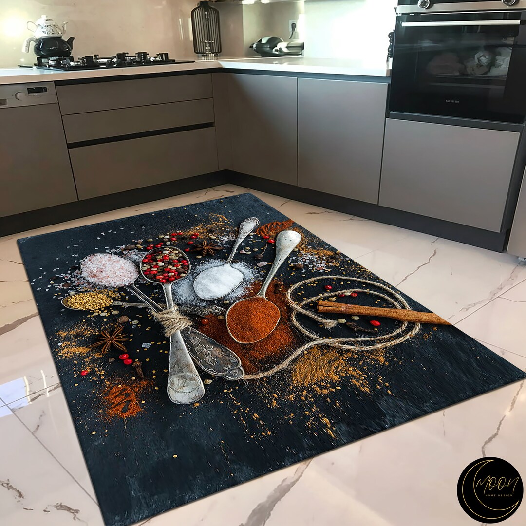 Spoon Spice Kitchen Rug, Herbs and Spices Rug, Spices Kitchen Rug ...