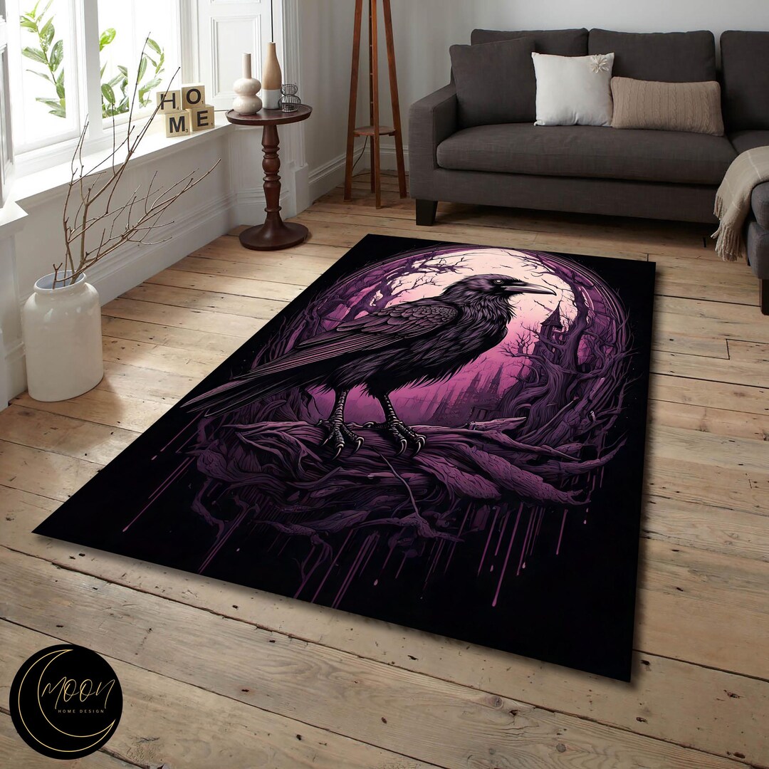 Gothic Raven Rug: Witchy Occult Decor, Washable Non-slip Crow Carpet - Etsy