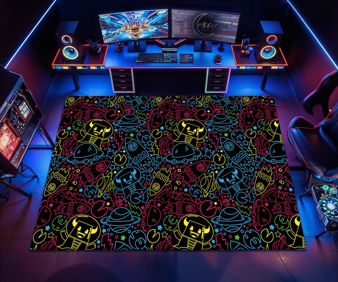 Arcade Rug, Arcade Game Room Rug, Arcade Gaming Rug, Arcade Pattern Rug ...