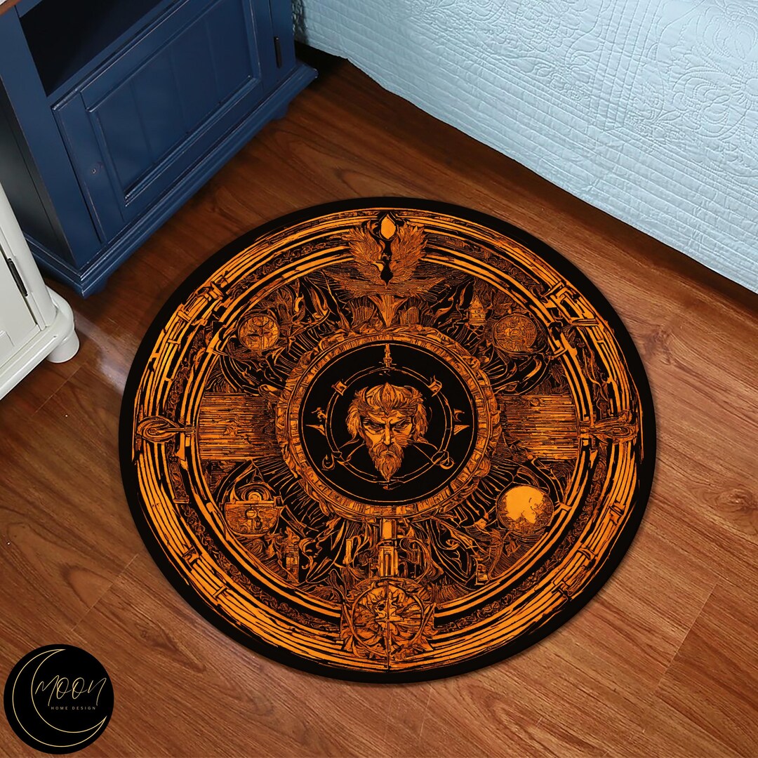 Demonic Round Rug,satanic Dark Skull Rug, Devil Round Rug, Satanic ...