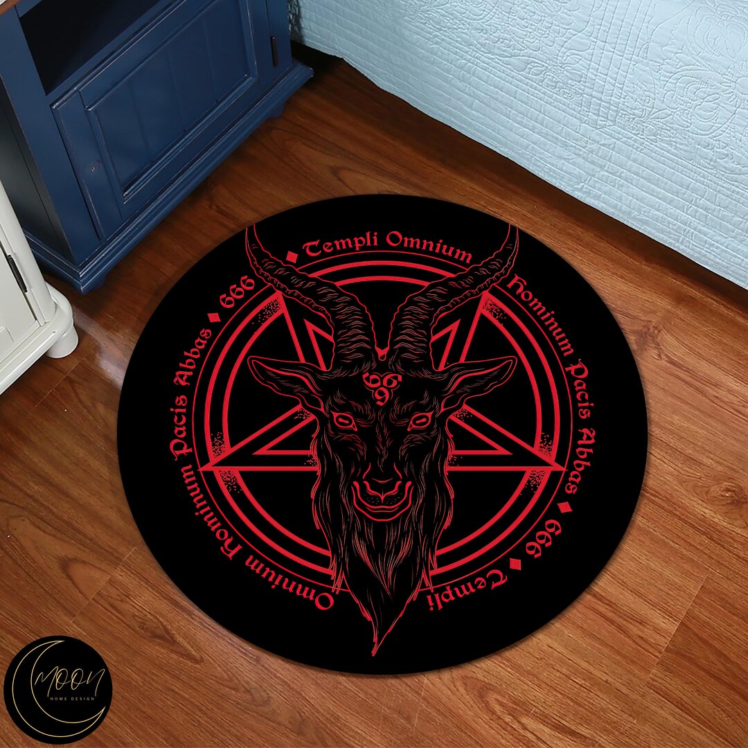 Baphomet Round Rug, Horror Devil Rug, Devil Board Rug, Satanic ...
