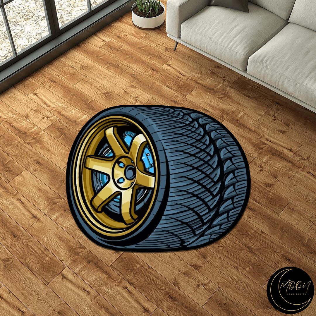 Perspective Rim Rug, Car Rim Rug, Wheel Rug, Car Guy Rug. Special Rim ...