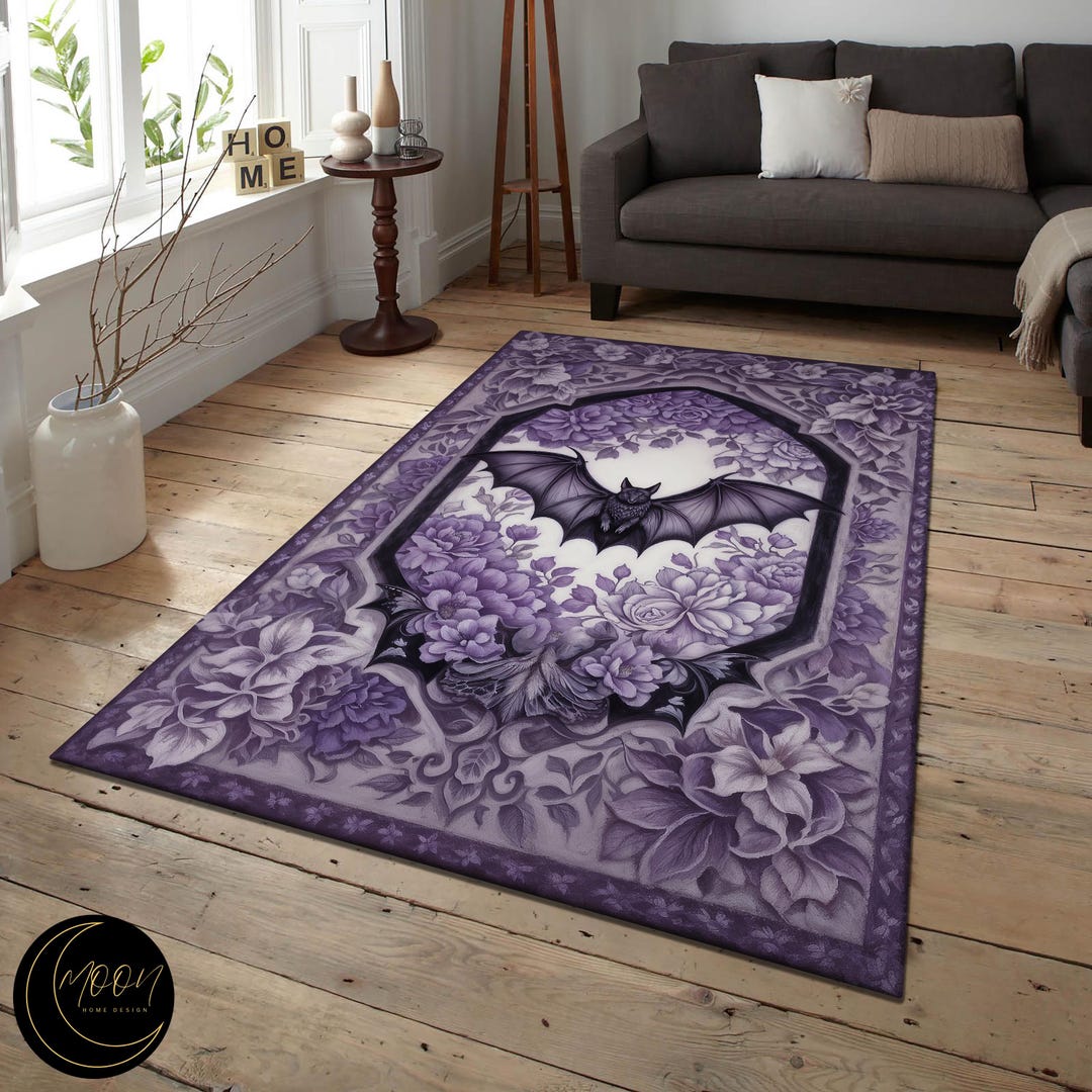 Bat Rug for Goth Room Decor, Gothic Bat Rug for Witchy Room Decor ...