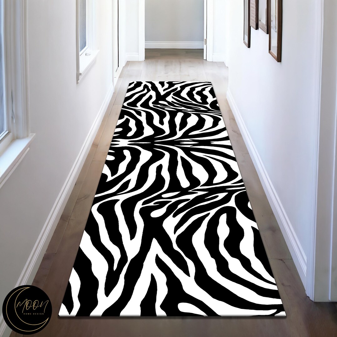 Zebra Runner Rug, Zebra Pattern Runner Rug, Zebra Fur Pattern Runner ...