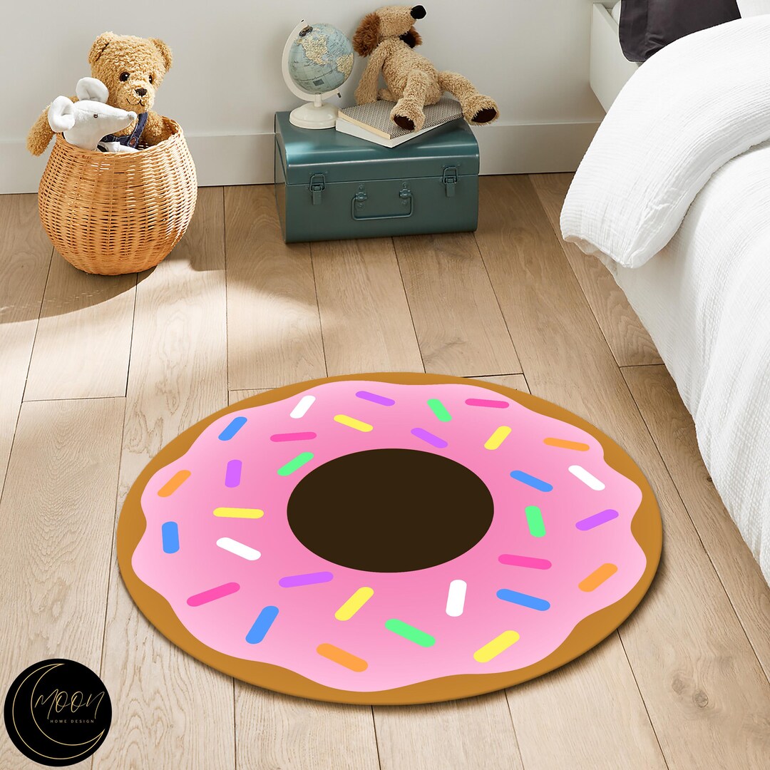 Donut Round Rug: Pink Sprinkles, Kids Room Decor - Etsy
