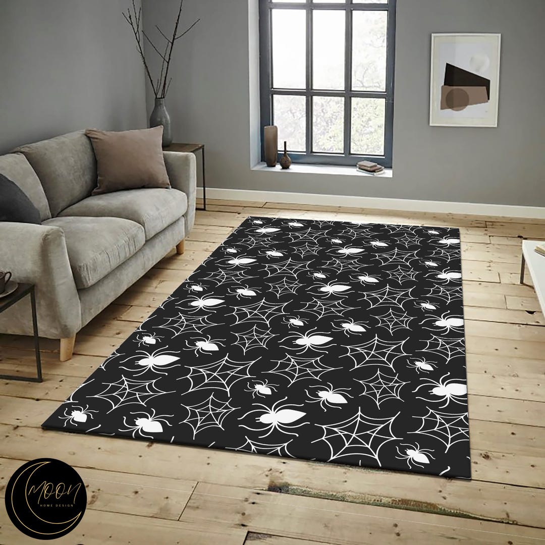 Spider Web Design Carpet, Spider Web Rug, Rugs for Halloween, Halloween ...