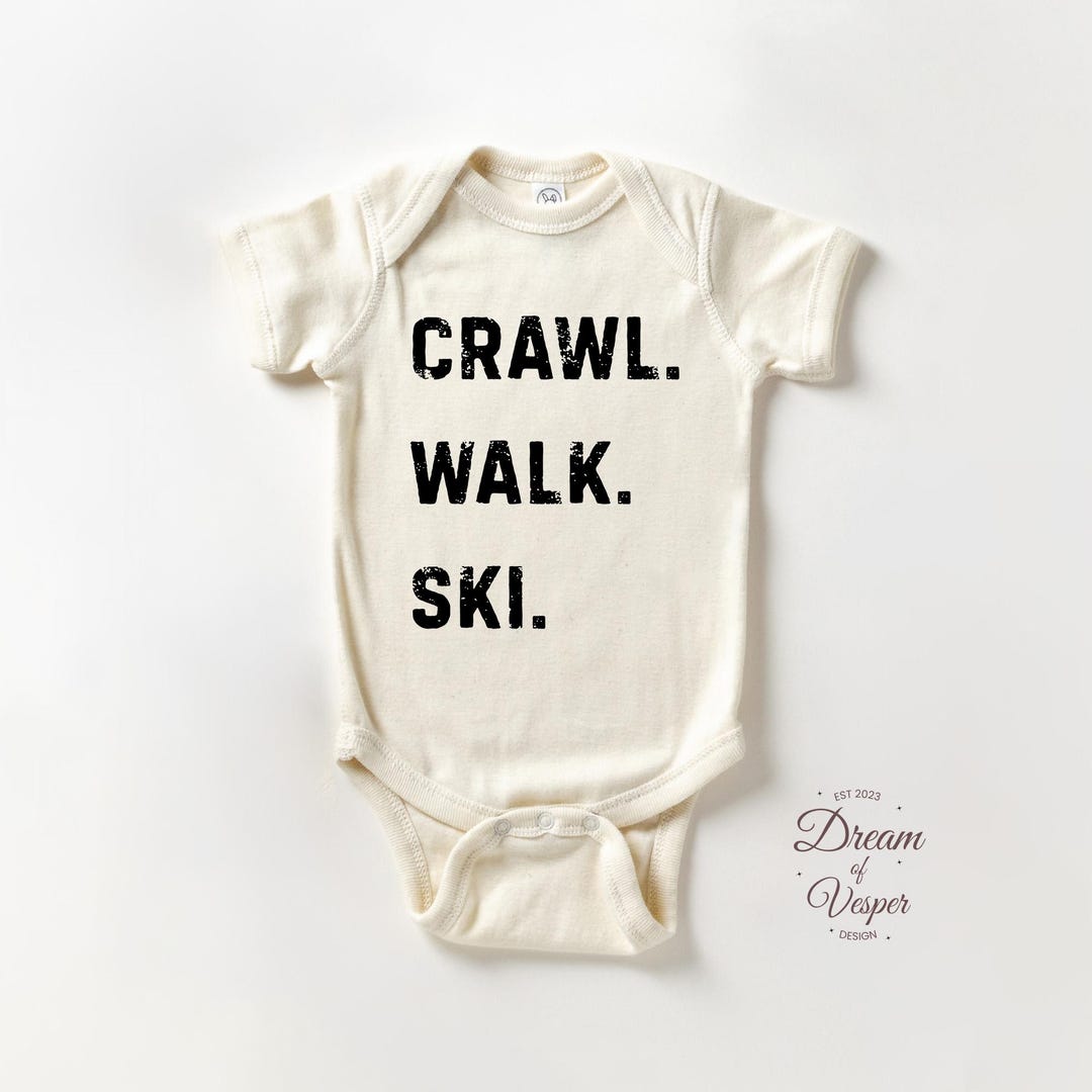 Ski Baby Onesies® Brand, Crawl Walk Ski Baby Outfit, Cute Winter Ski ...