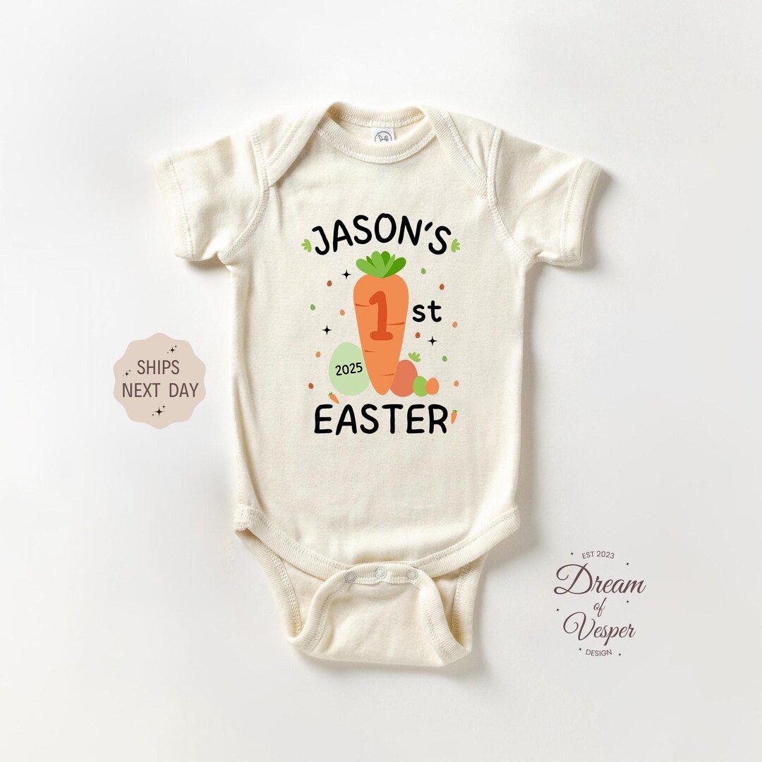 Personalized 1st Easter Onesie®, Cute Easter Carrot Natural Baby ...