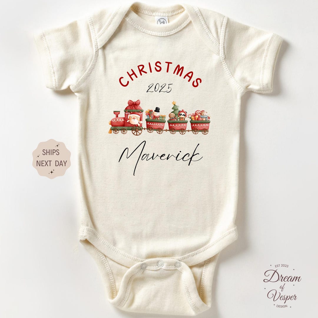 Christmas Train Onesie®, Baby First Christmas, Baby Christmas Onesie ...