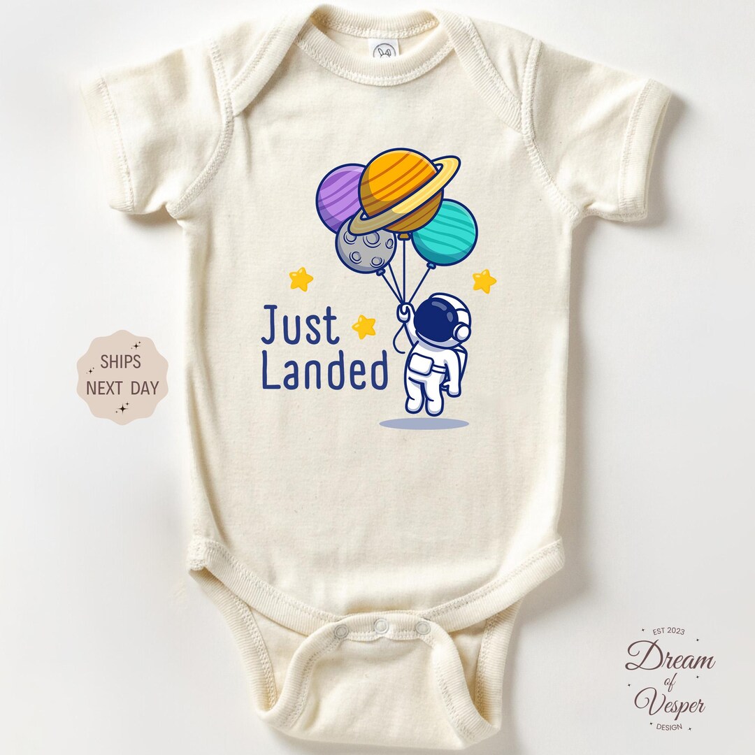 Just Landed Baby Onesie®, Spaceship Baby Bodysuit, Funny Baby Onesie ...