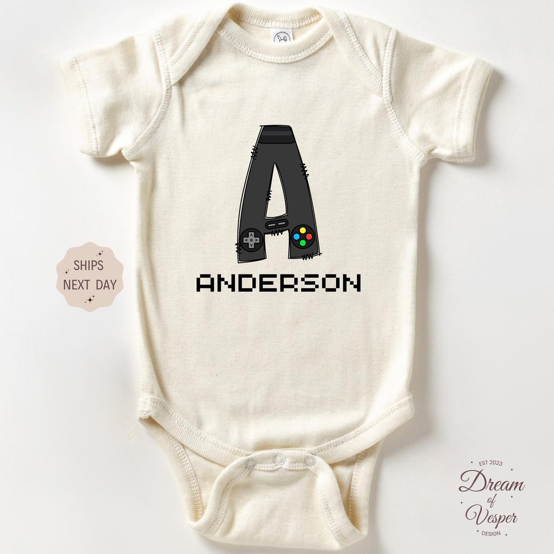 Personalized Gaming Themed Baby Onesie® - Custom Name Onesie® for Baby ...