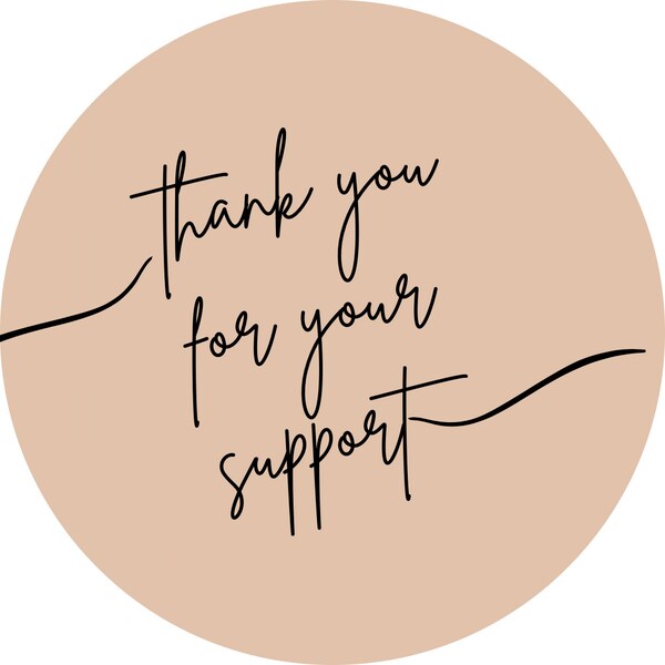 Thank You for Your Support Label - Etsy