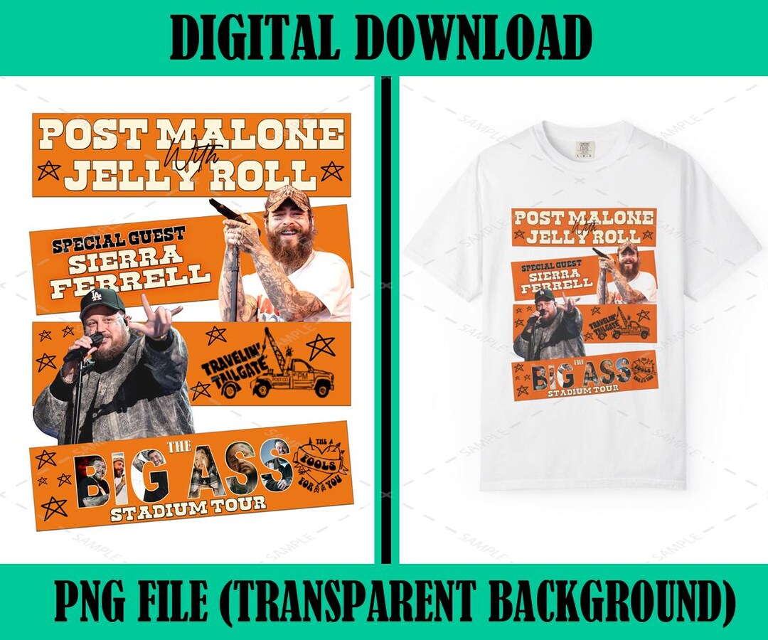 POST MALONE Tour, Big Ass Stadium Tour, Jelly Roll Png Digital Football ...