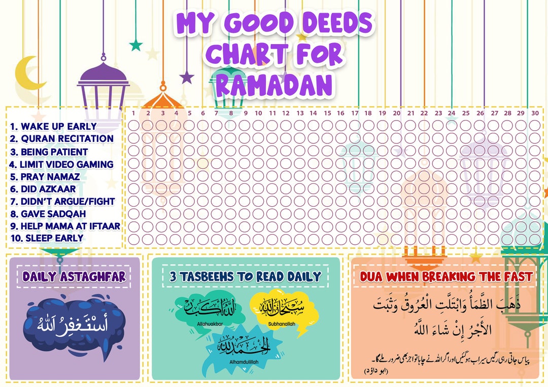 Ramadan Checklist for Kids and Adults - Etsy