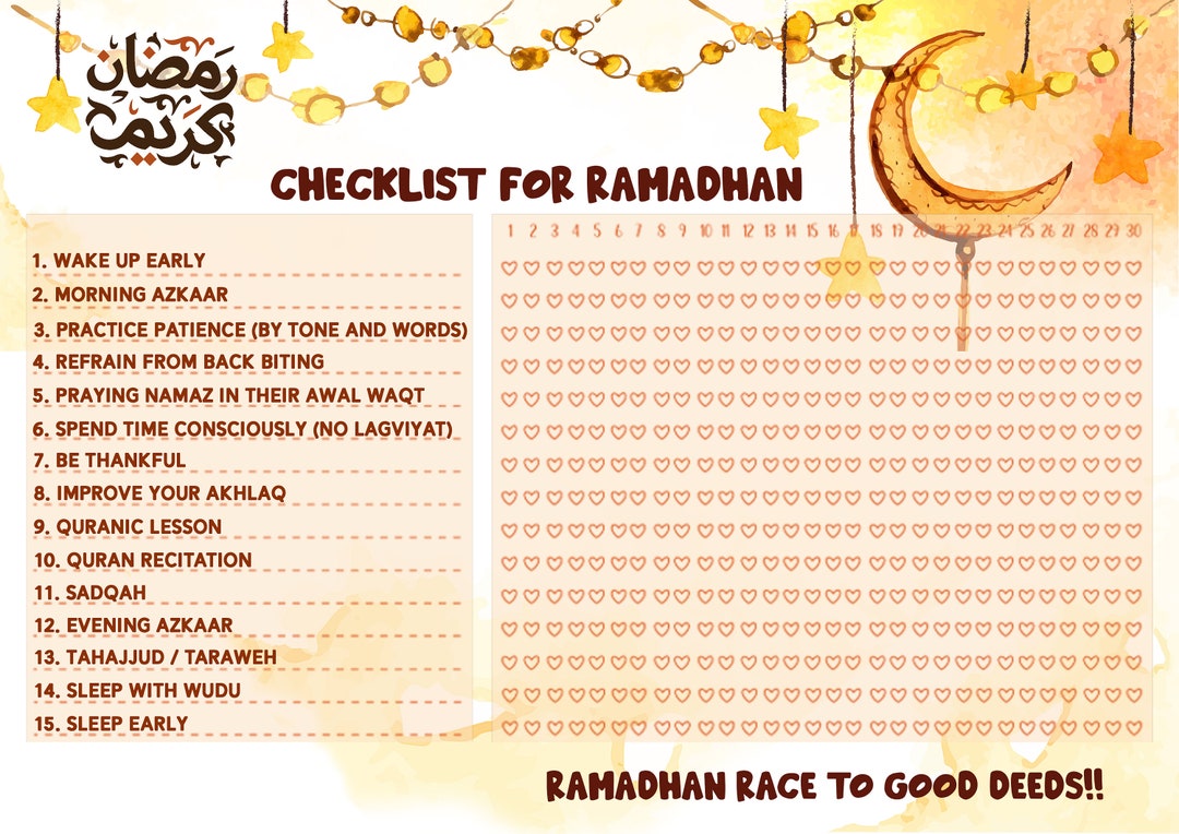 Ramadan Checklist for Adults - Etsy