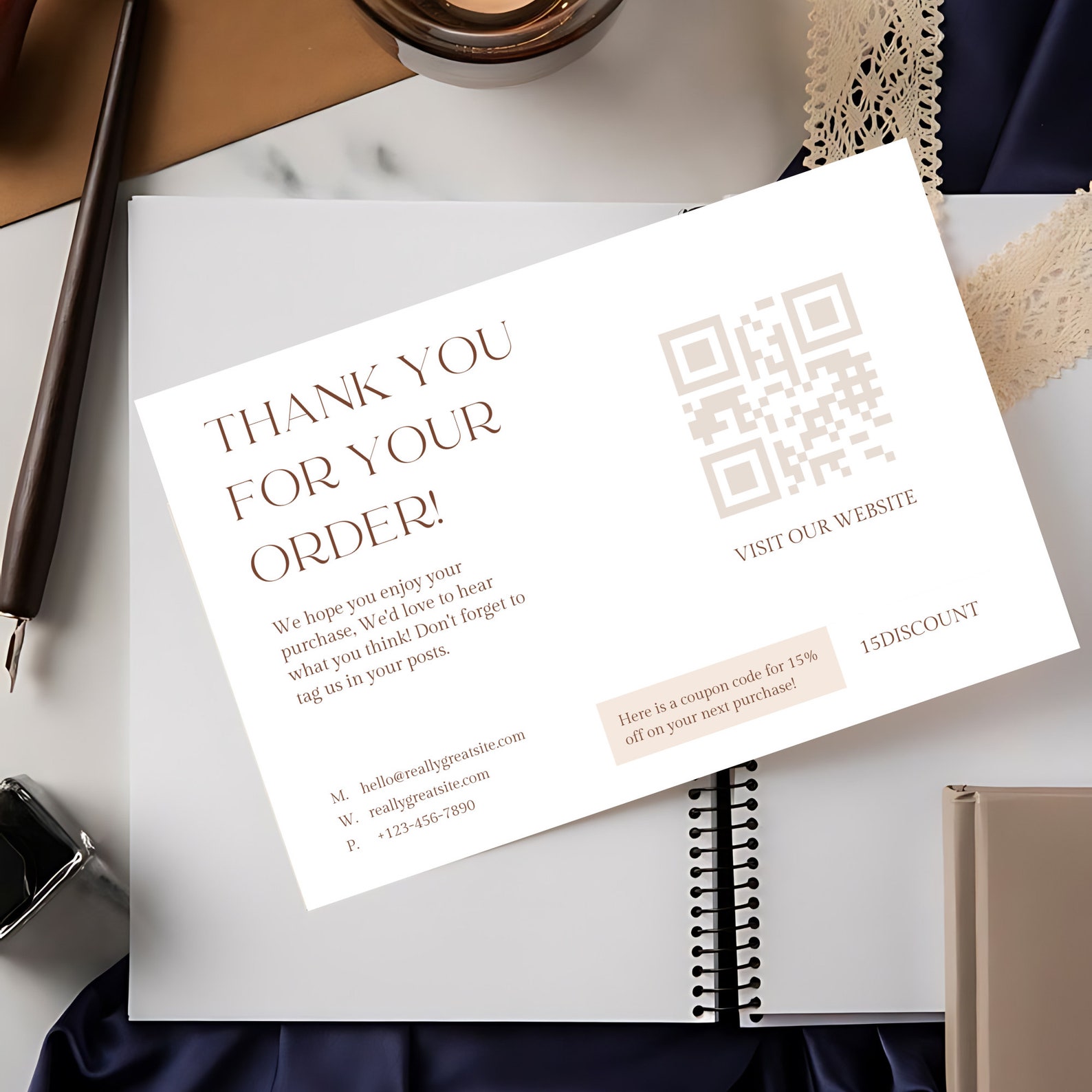 QR Code Thank You Card, Small Business Thank You Card Template ...